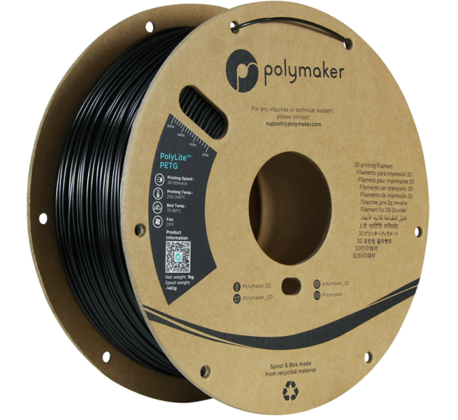 Polymaker PolyLite PETG Filament Black - 1KG 1.75mm - Additive-X